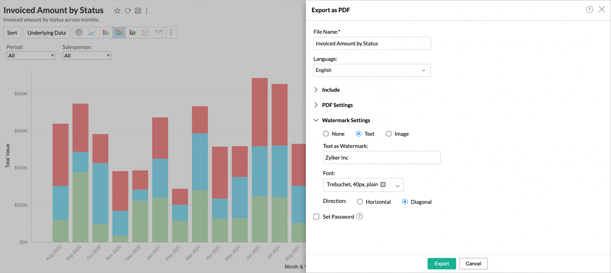 Exporting Views - Zoho Analytics Help