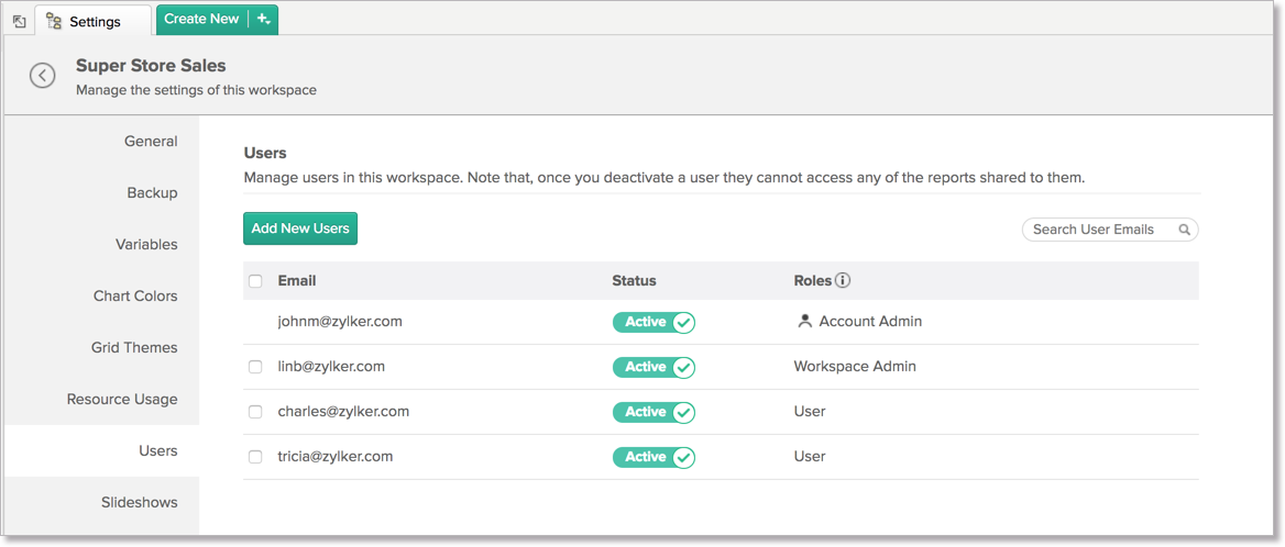 Workspace Settings l Zoho Analytics Help