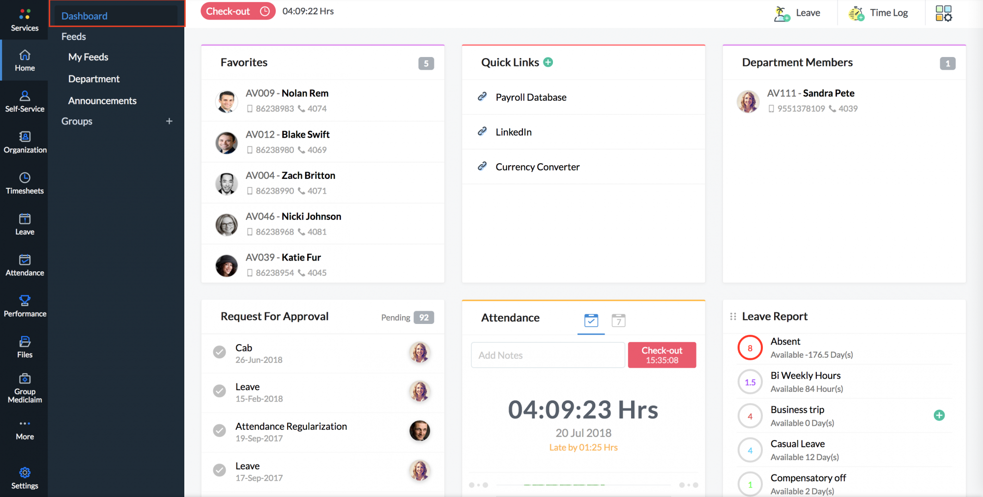 Dashboard | Zoho People Dashboard | Zoho People