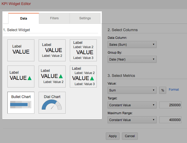 Create KPI Widgets