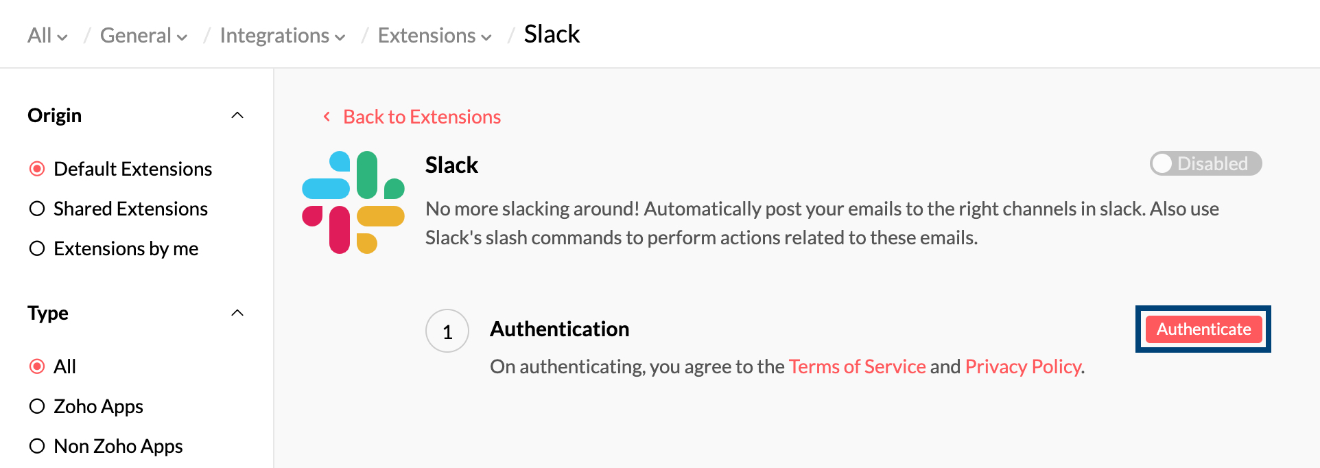 Zoho MailでのSlack連携 | ヘルプ - Zoho Mail