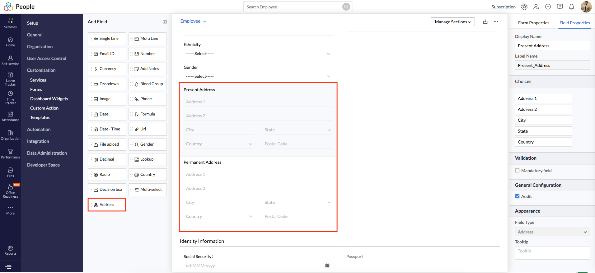 Employee Form Customization | Zoho People