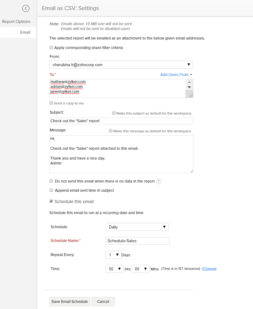 ManageEngine Analytics Plus - Email Reports and Dashboards
