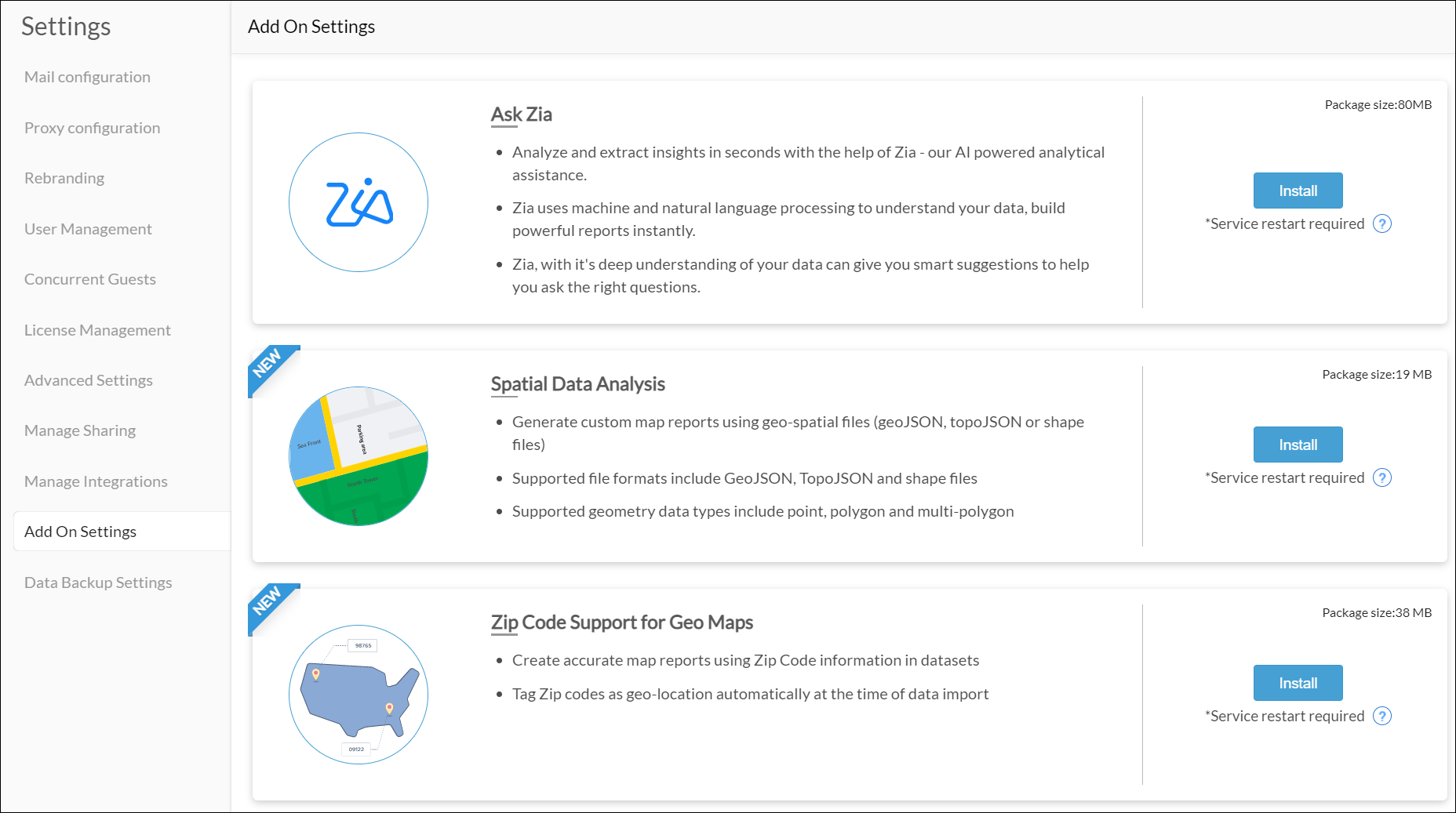 Manage Settings | Zoho Analytics On-Premise