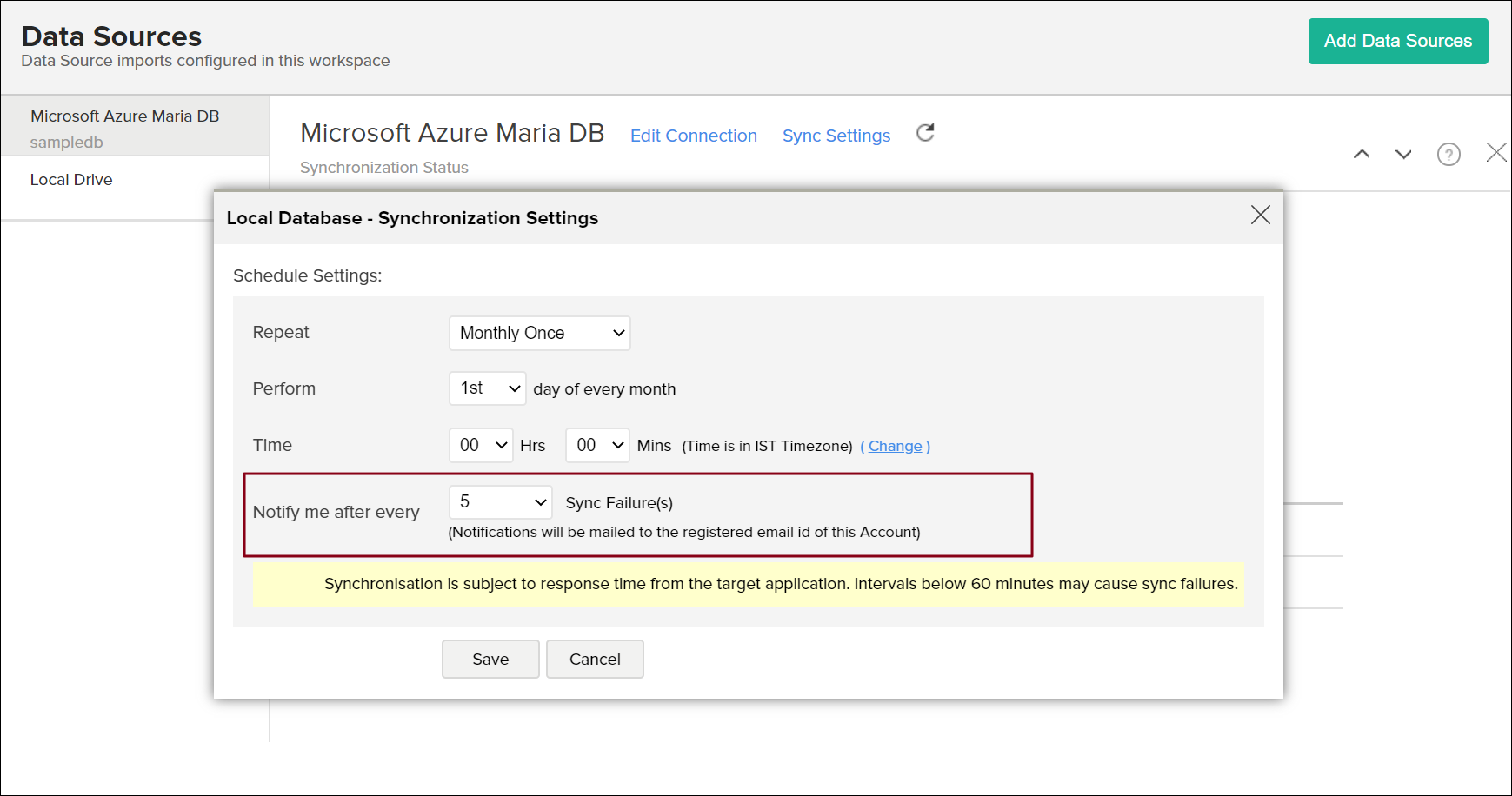 Import from Microsoft Azure Maria DB | Analytics Plus cloud