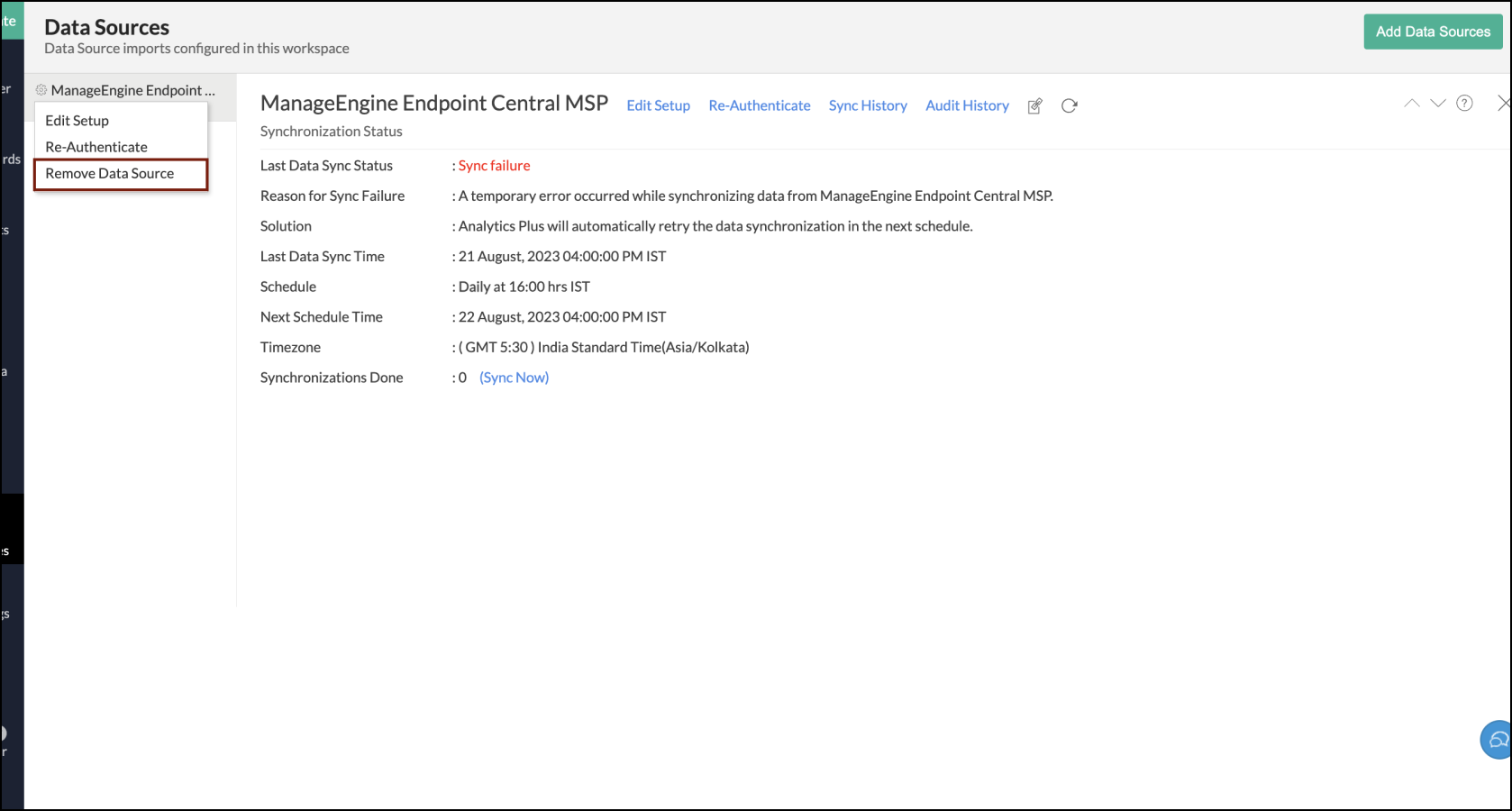 Endpoint Central MSP Integration | Analytics Plus Cloud