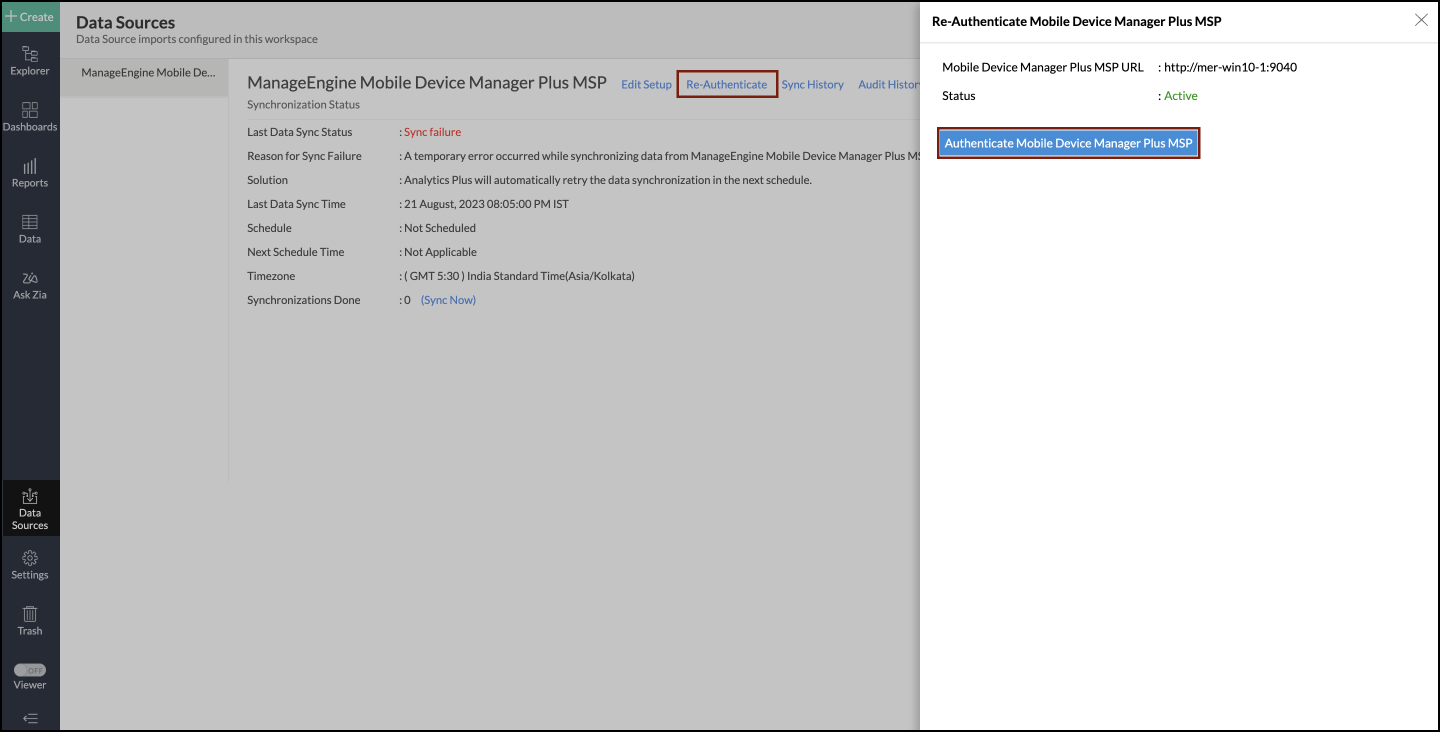 Integration With Mobile Device Manager Plus Msp Analytics Plus Cloud