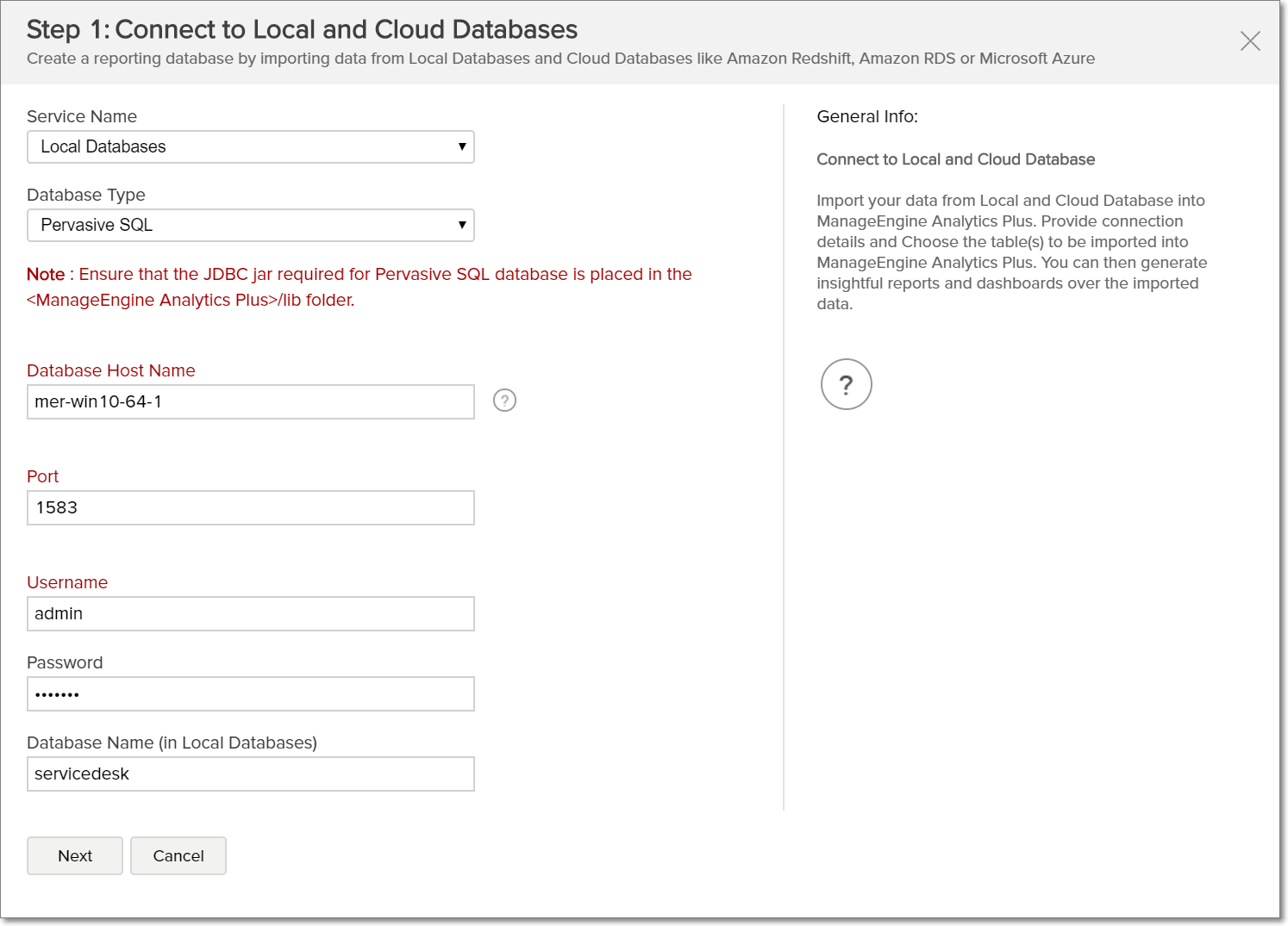 Import data from Pervasive SQL | Analytics Plus