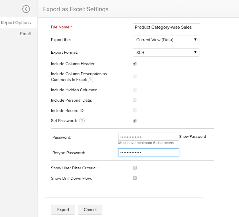 ManageEngine Analytics Plus - Export a Report