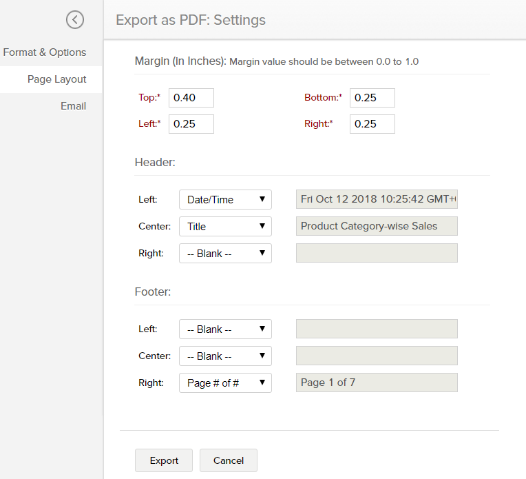 ManageEngine Analytics Plus - Export a Report