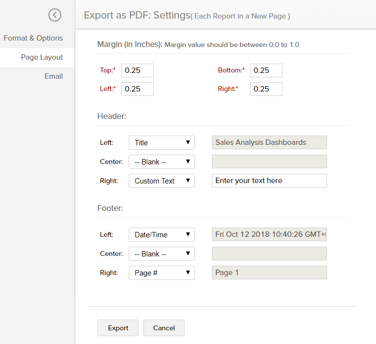 ManageEngine Analytics Plus - Export a Report