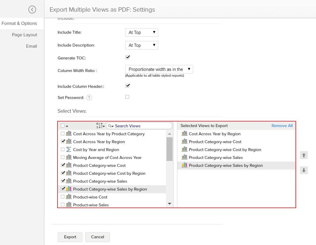 ManageEngine Analytics Plus - Export a Report