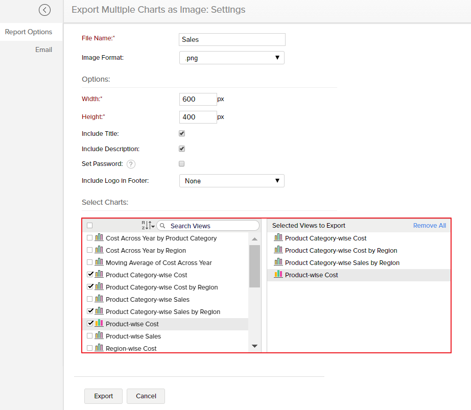 ManageEngine Analytics Plus - Export a Report