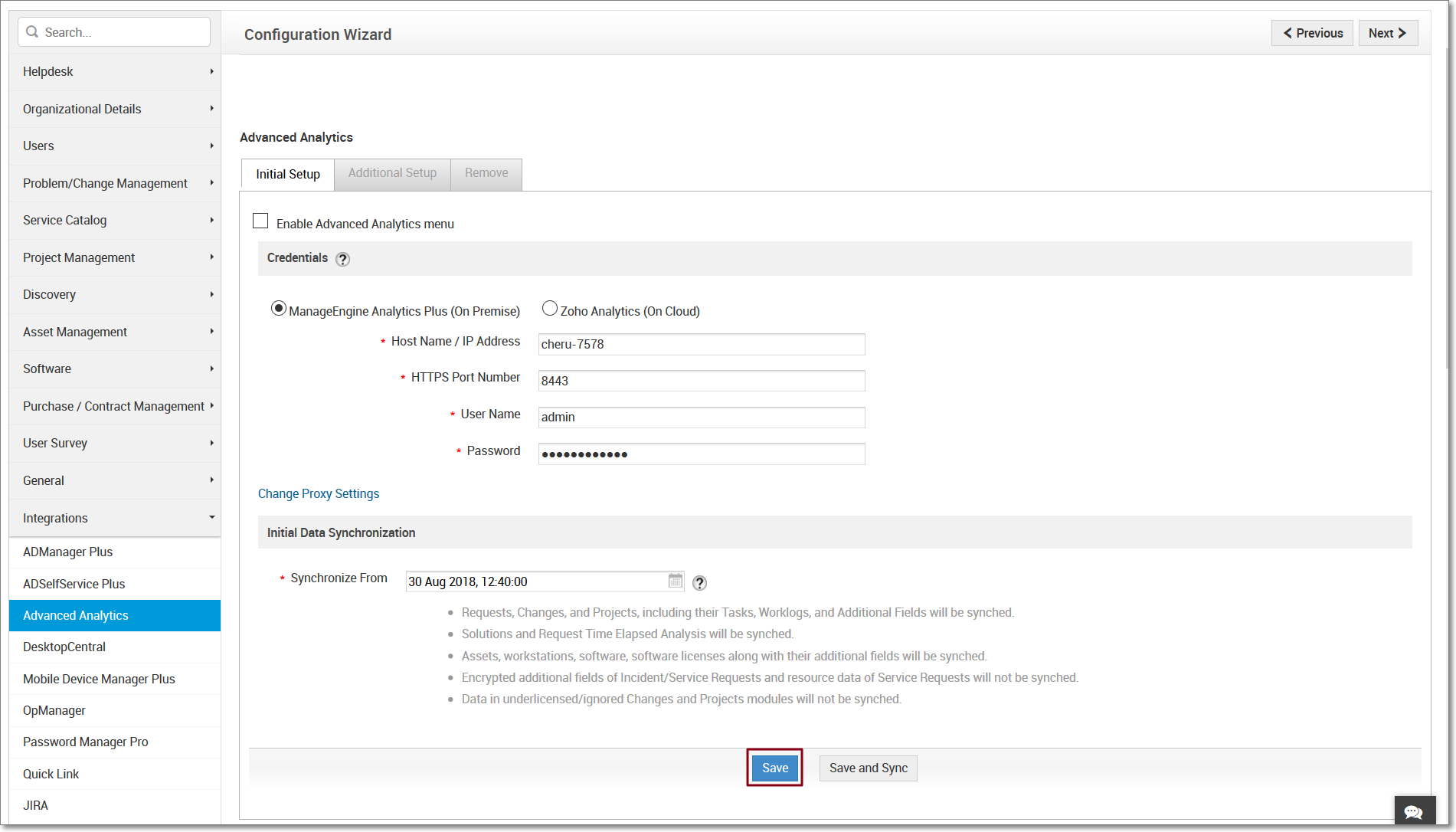 ServiceDesk Plus Integration - Analytics Plus