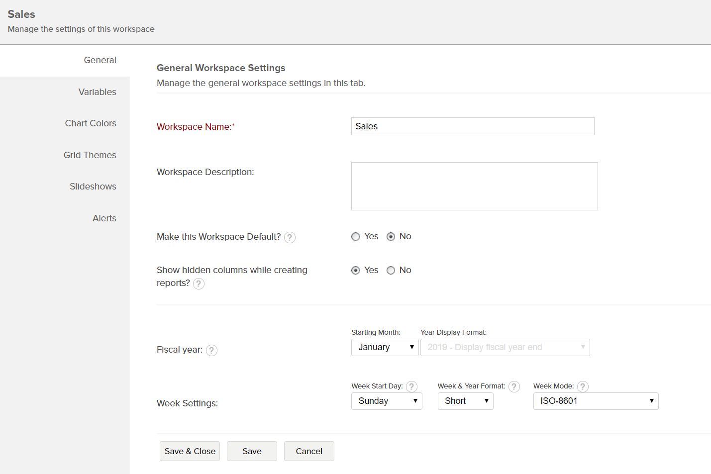 Viewing workspaces - Analytics Plus