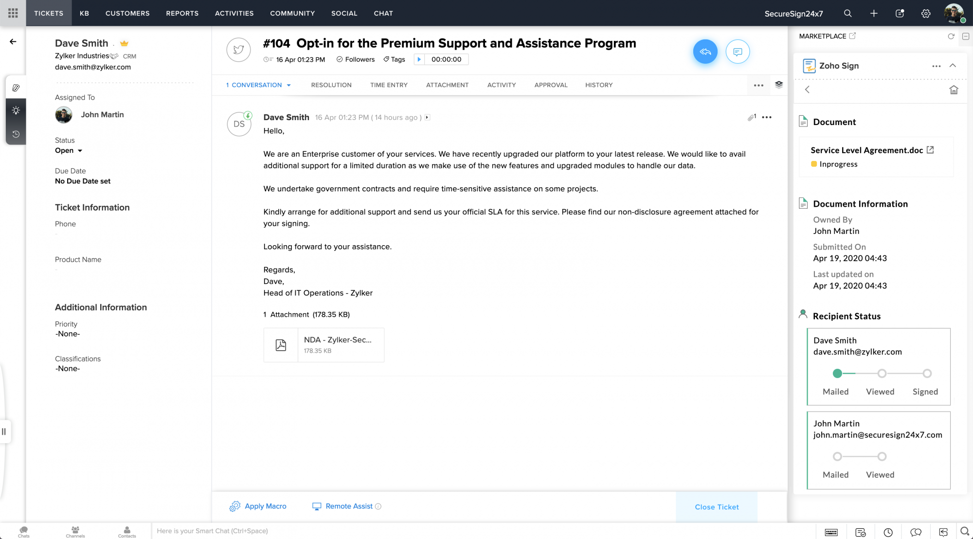 Zoho Sign integration for Zoho Desk | E-Sign in Help desk and customer ... Zoho Sign integration for Zoho Desk | E-Sign in Help desk and customer ...