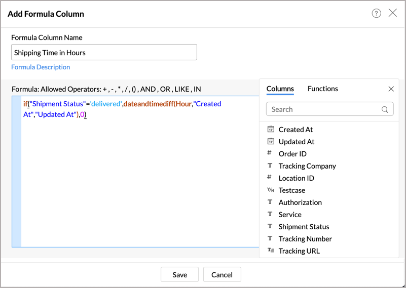 Formula Column l Advanced Analytics Help