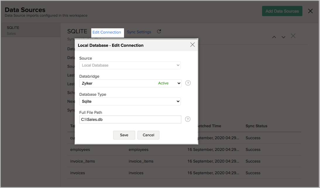 Importing Data From Sqlite L Zoho Analytics Help