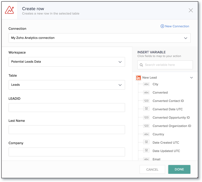 Importing Data from Zoho Flow l Zoho Analytics help