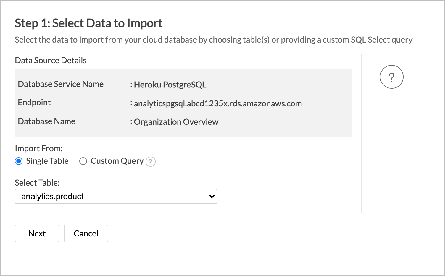 Import from Heroku SQL l Zoho Analytics Help