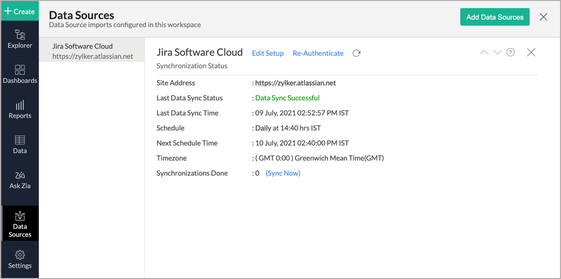 Jira Software Cloud l Zoho Analytics Help