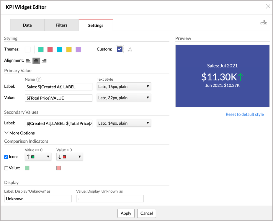 KPI Widget l Advanced Analytics Help