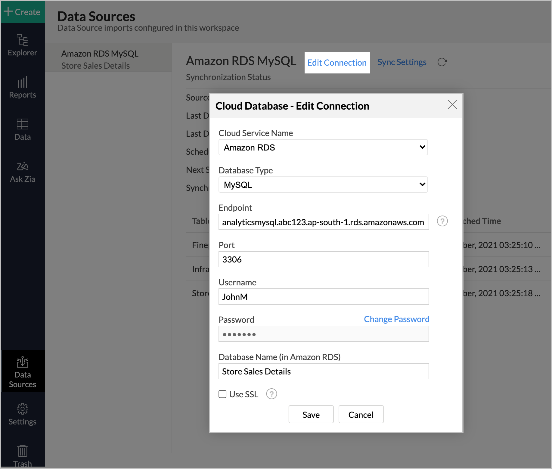 Import Data from Amazon RDS MySQL l Zoho Analytics Help
