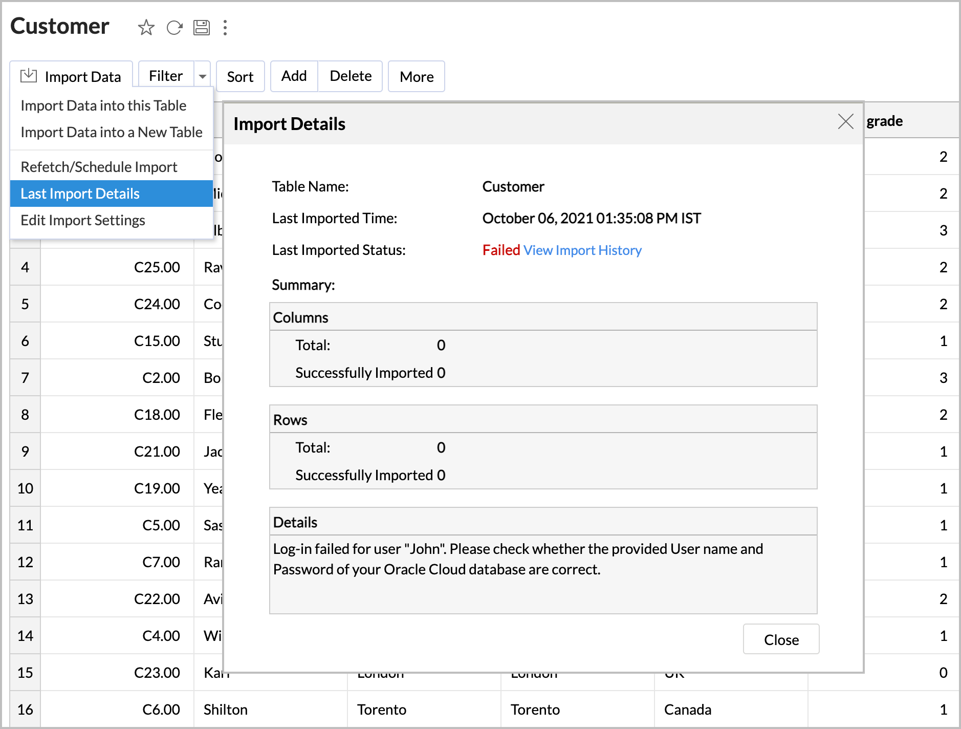 Import Data from Oracle Cloud l Zoho Analytics Help