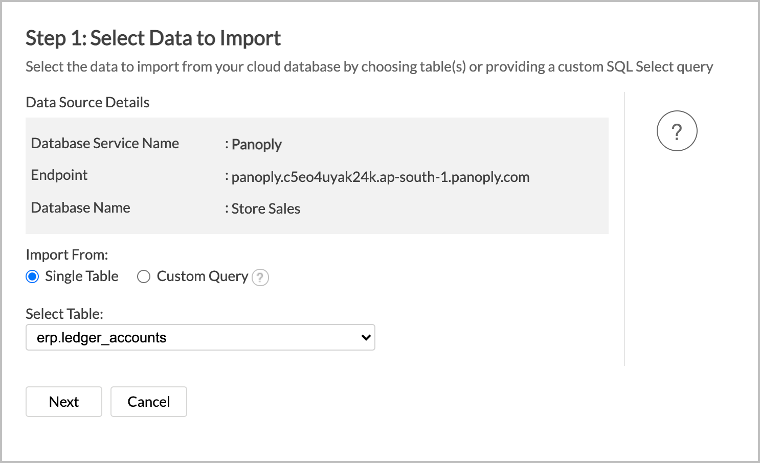 Import Data from Panoply l Zoho Analytics Help