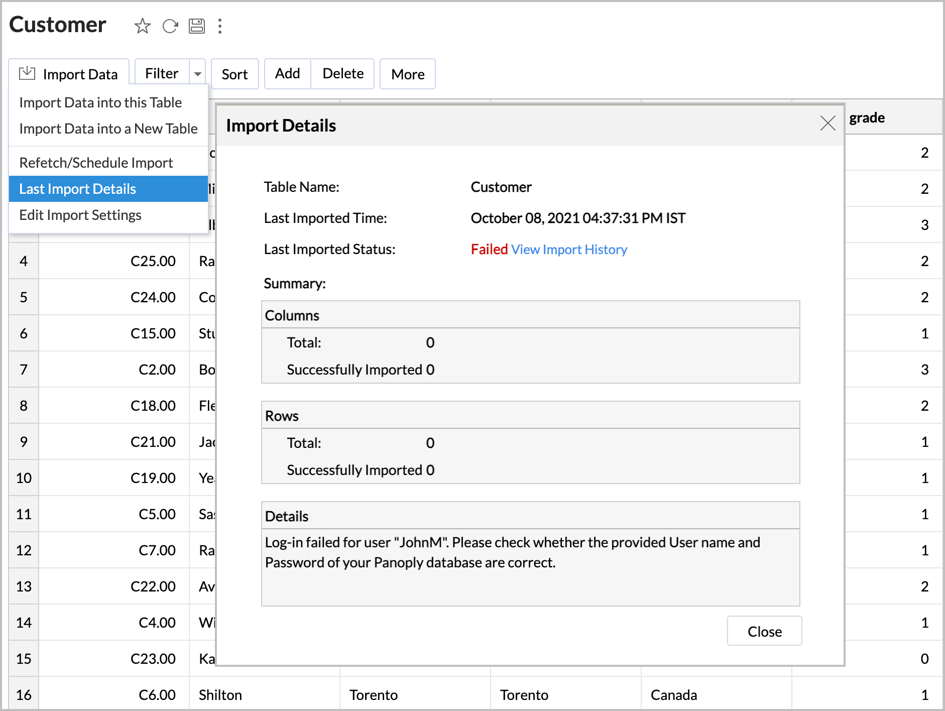 Import Data from Panoply l Zoho Analytics Help