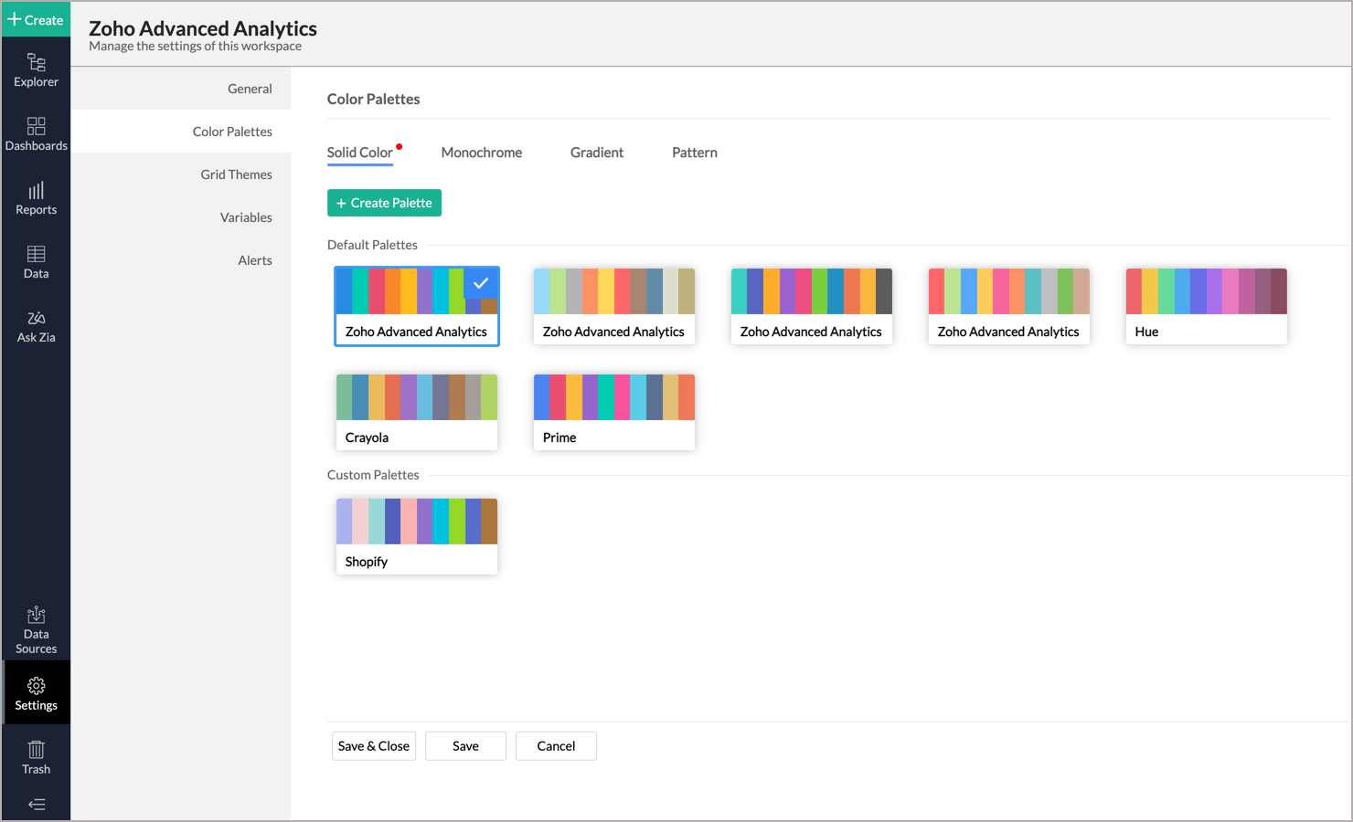 Color Palette l Advanced Analytics Help