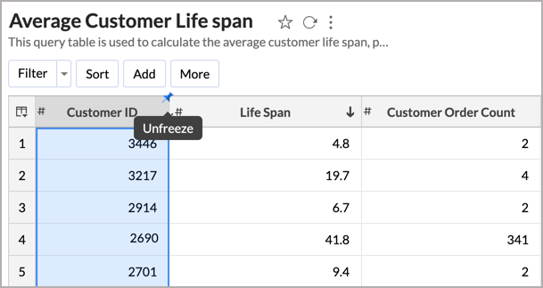 Query Table l Advanced Analytics Help