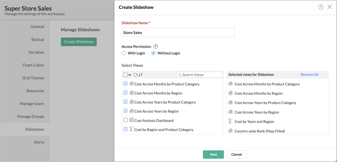 Slideshow of Views l Zoho Analytics Help