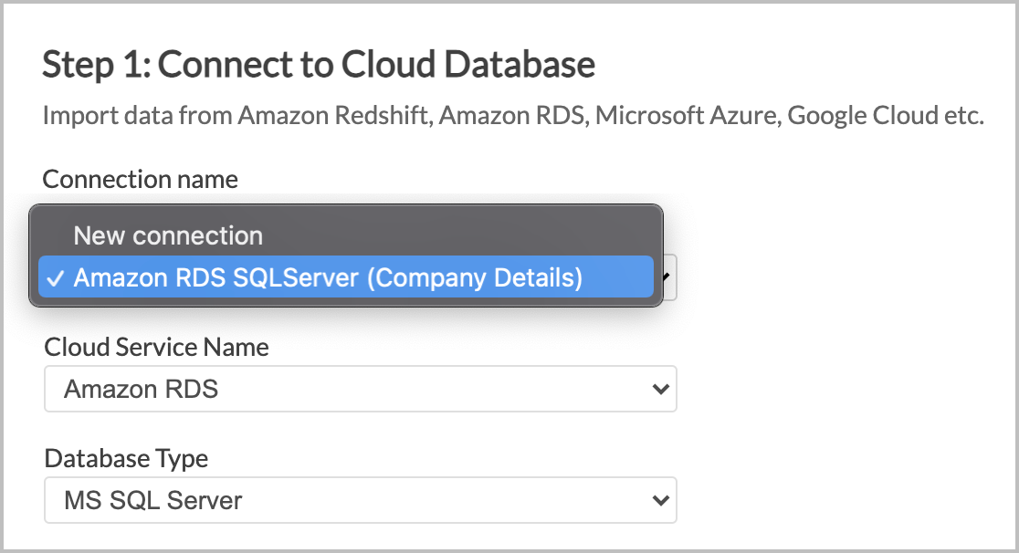 Import data from Amazon RDS: SQL Server