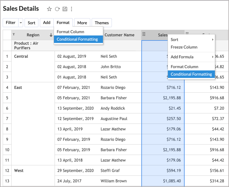 Customizing A Tabular View Zoho Analytics Help