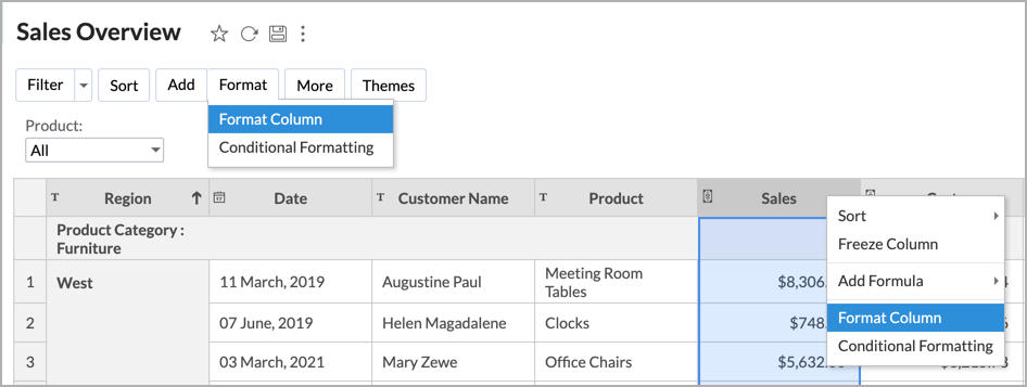 Customizing a Tabular View | Zoho Analytics Help
