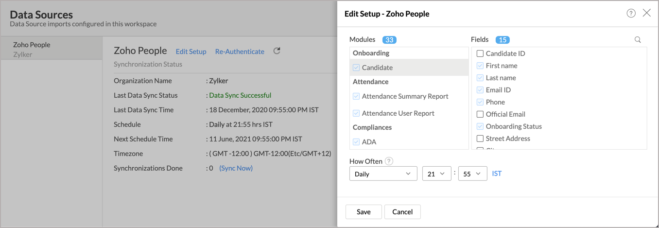 Zoho People l Zoho Analytics Help