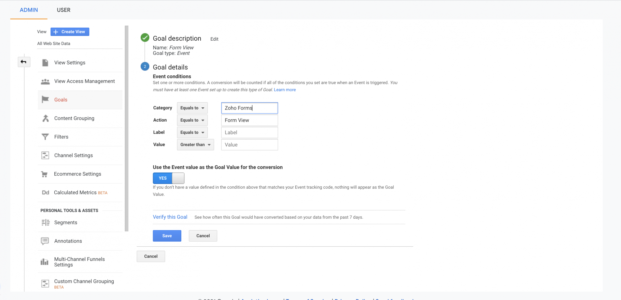 How do I achieve goal conversion using GTM?