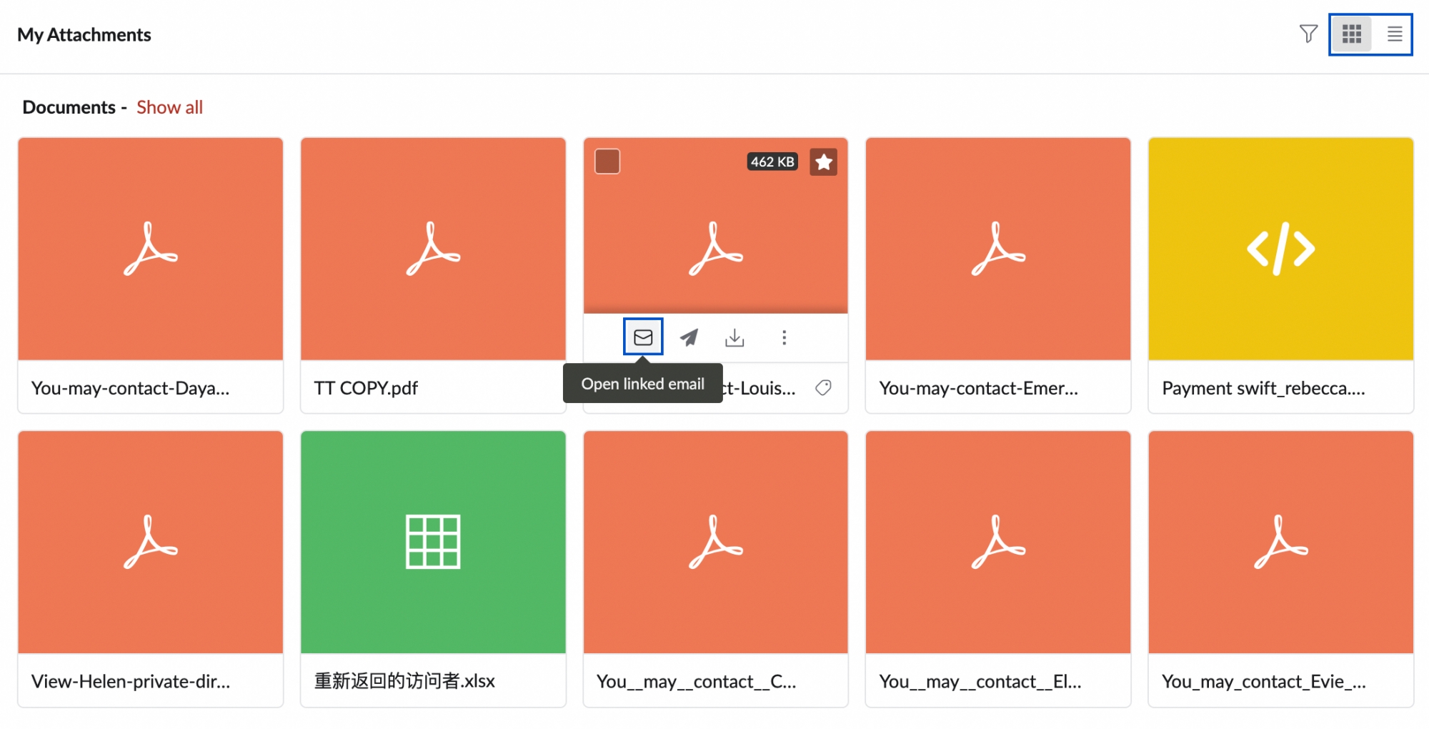 Attachment Viewer for all the attachments in your Zoho Mailbox