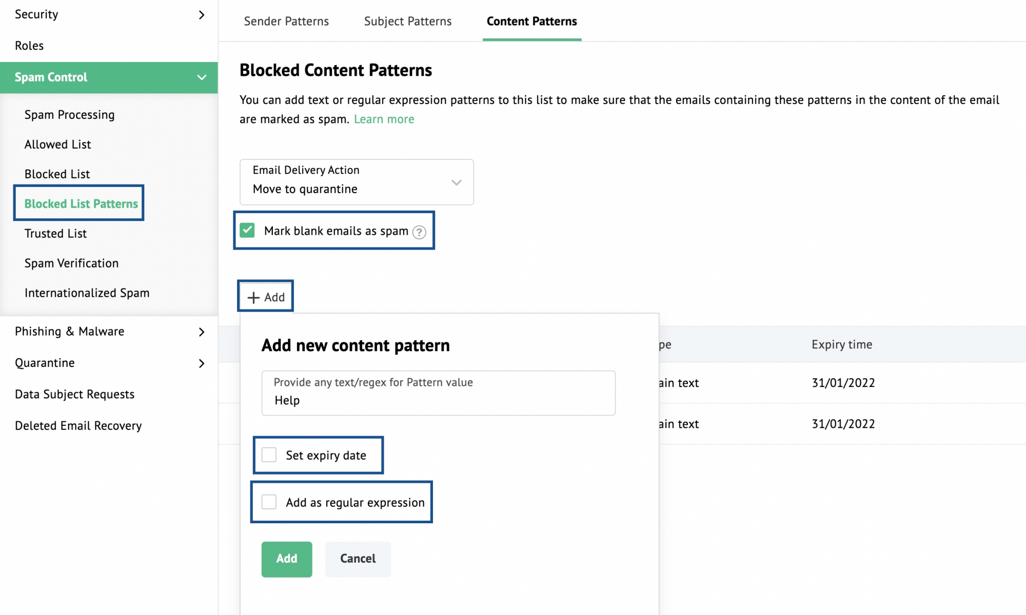 Spam Control Lists - Zoho Mail