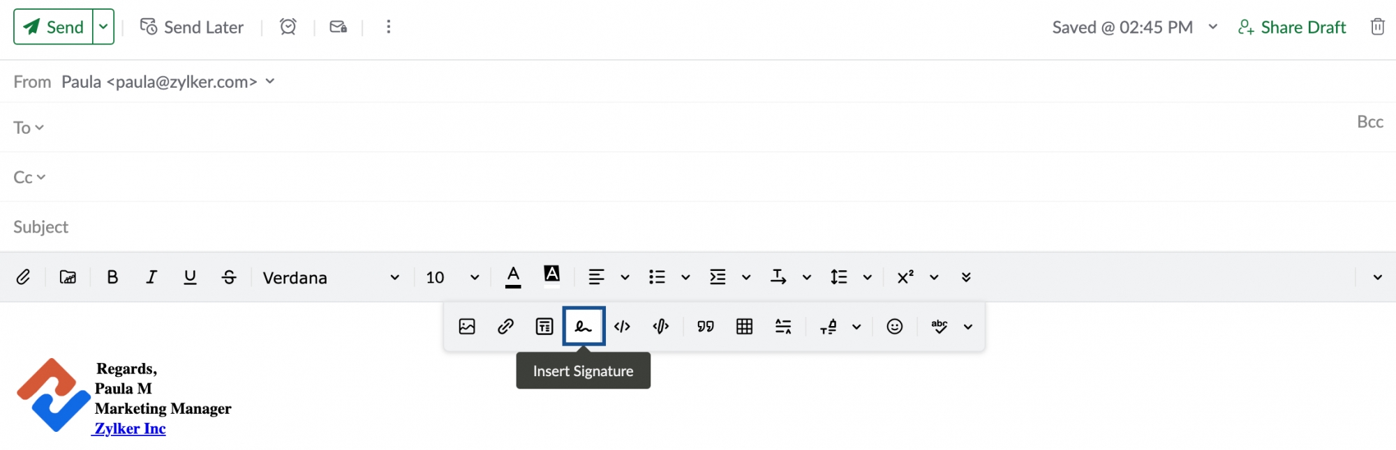 Create a signature for your email | Zoho Mail