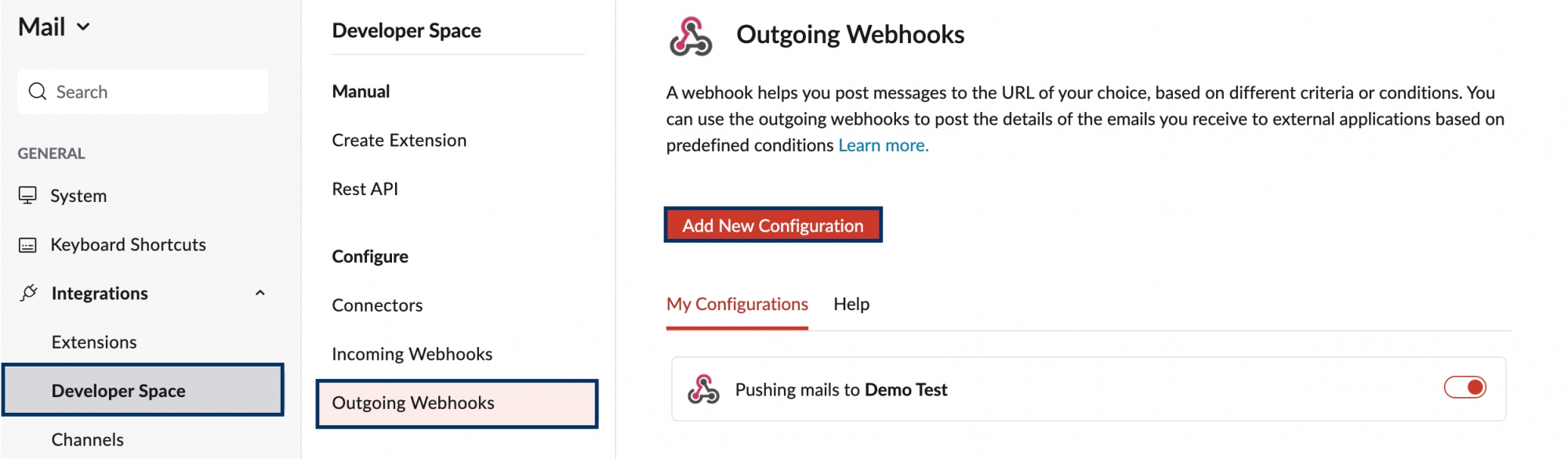 Configure webhooks to integrate external applications - Zoho Mail
