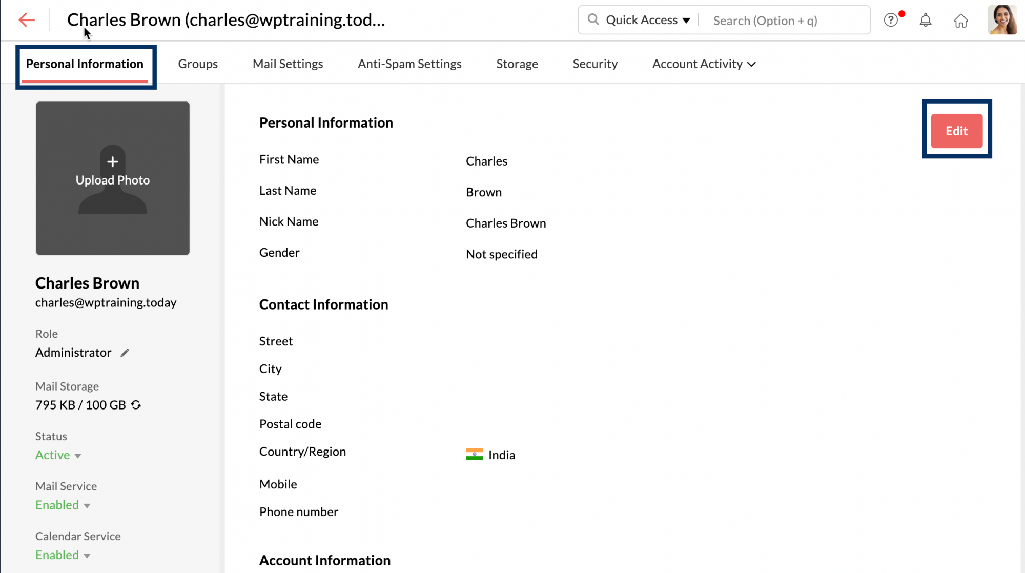 User-specific Admin Console settings