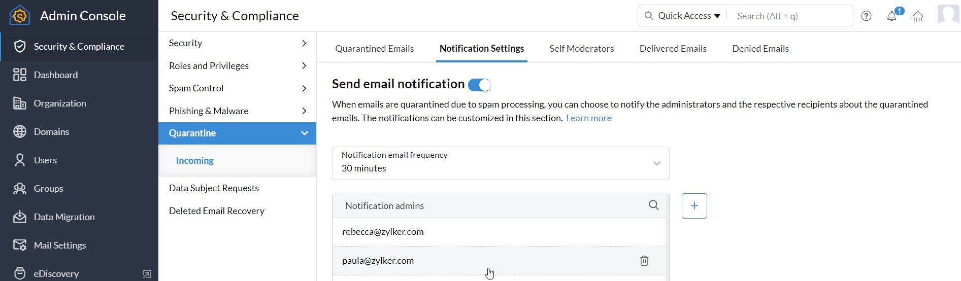 Spam Quarantine - Zoho Mail