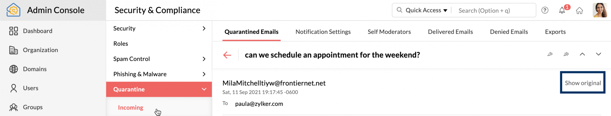 Spam Quarantine - Zoho Mail