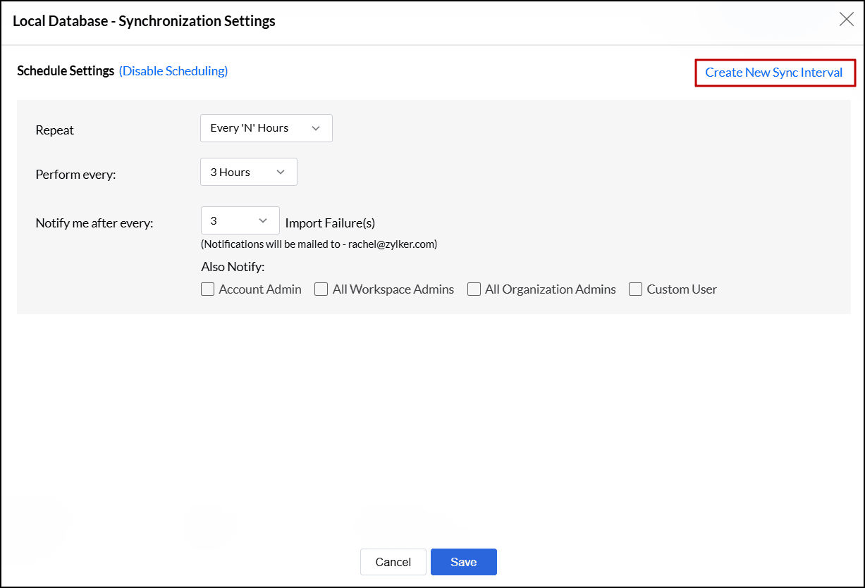 Multiple sync intervals for tables | Analytics Plus Cloud