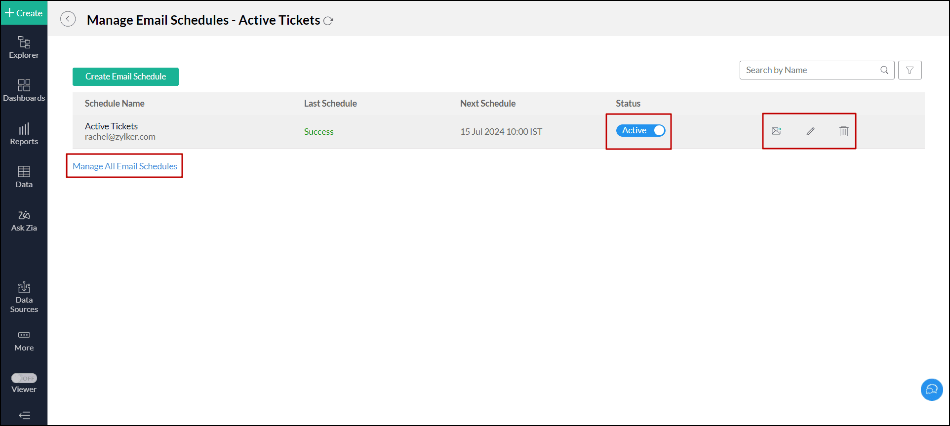 ManageEngine Analytics Plus - Email Reports and Dashboards