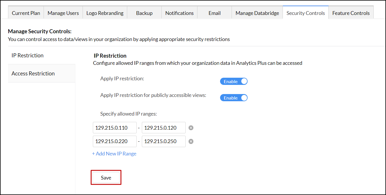 Security Controls | Analytics Plus Cloud