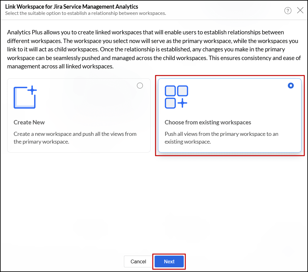 Linked Workspaces | Analytics Plus On-Premise