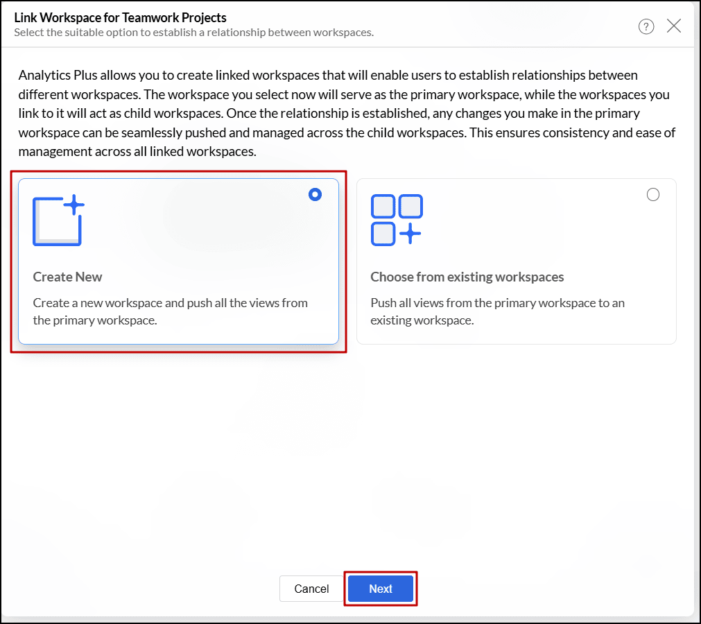 Linked Workspaces | Analytics Plus On-Premise